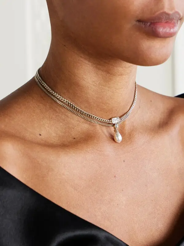 Alexander McQueen Skull, Crystal, And Faux Pearl Necklace