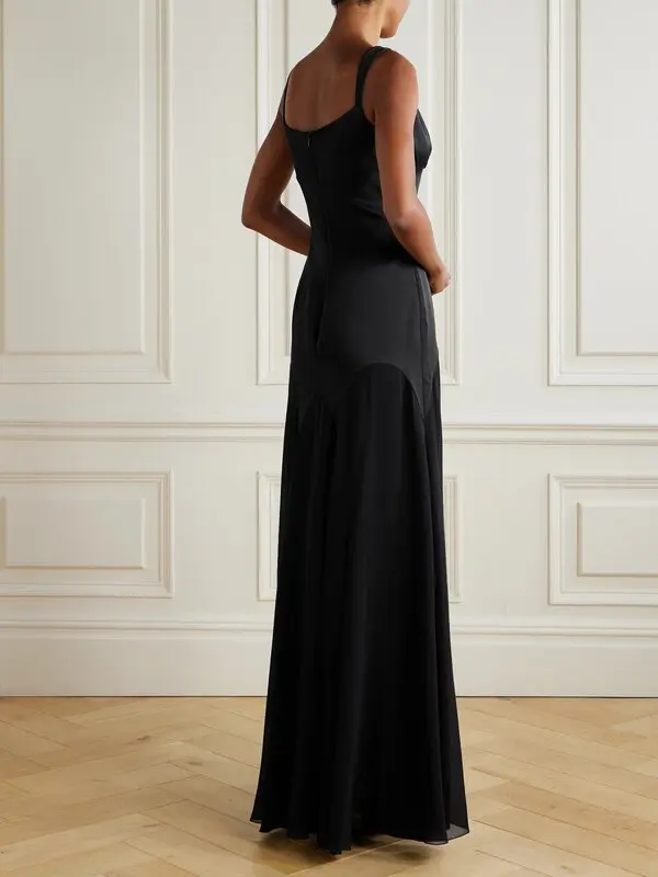 Alexander McQueen Paneled Satin-crepe Gown