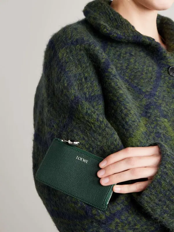Loewe Textured-leather Cardholder - Dark Green