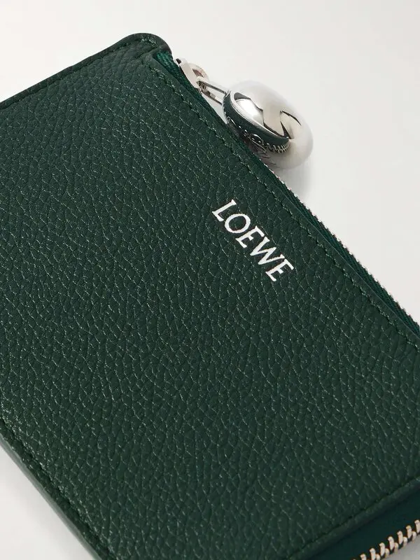 Loewe Textured-leather Cardholder - Dark Green