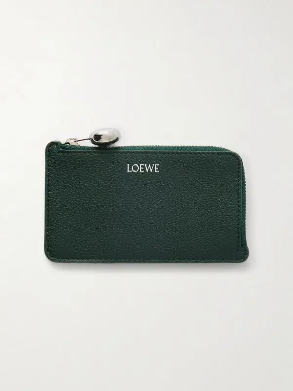 Loewe Textured-leather Cardholder - Green