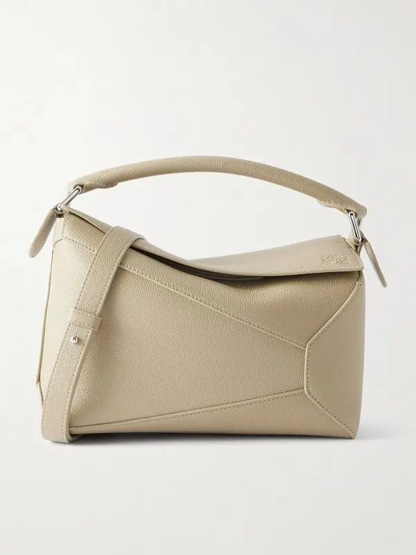 Loewe Puzzle Edge Small Textured-leather Shoulder Bag - Neutrals