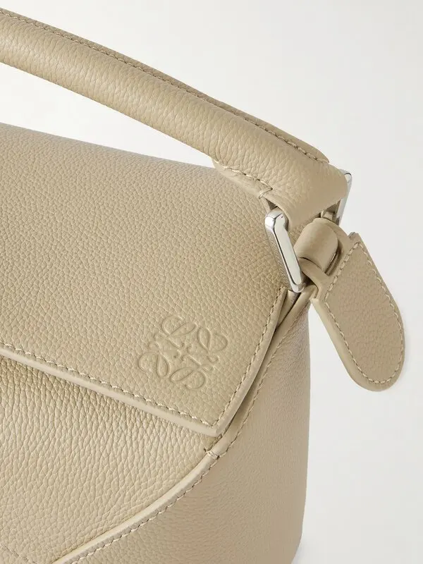 Loewe Puzzle Edge Small Textured-leather Shoulder Bag - Neutrals