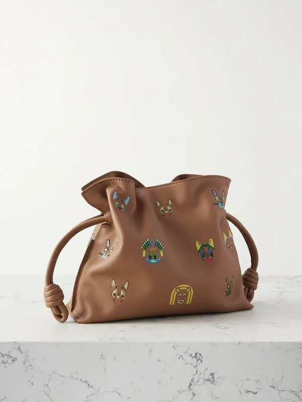 Loewe Louis Wain Flamenco Cats Mini Printed Leather Clutch - Neutrals