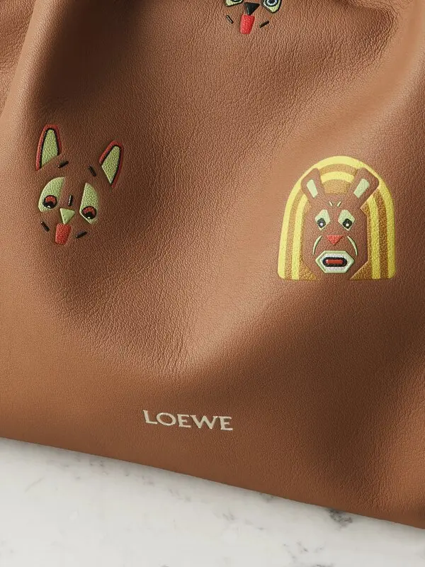 Loewe Louis Wain Flamenco Cats Mini Printed Leather Clutch - Neutrals