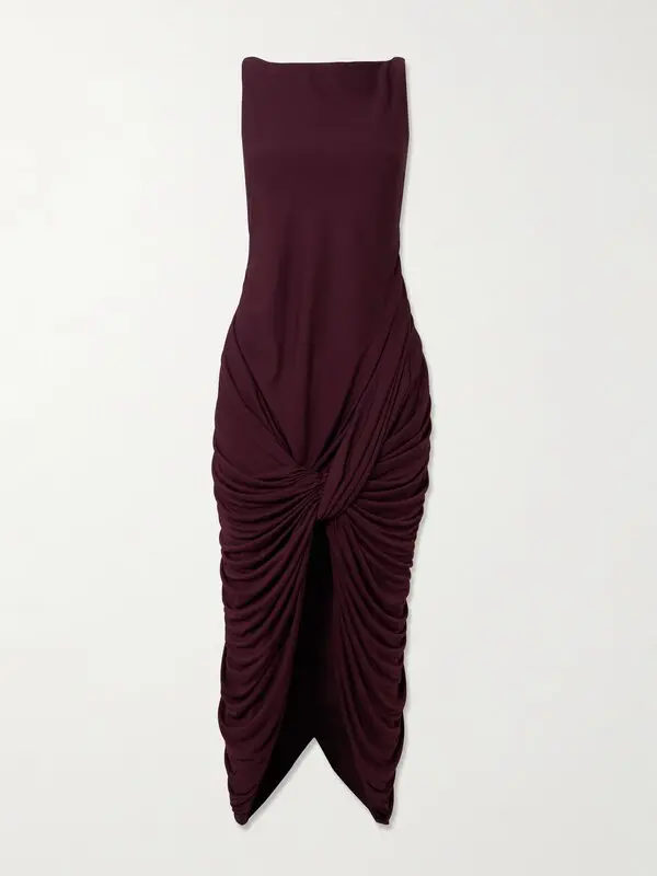 Loewe Twisted Gathered Jersey Midi Dress