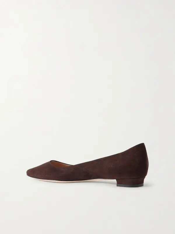 Manolo Blahnik Bb Suede Ballet Flats - Brown