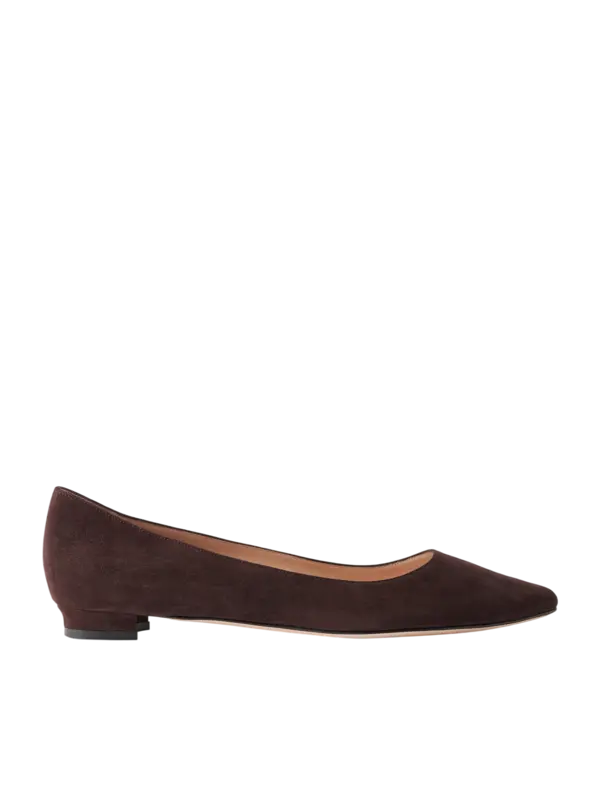 Manolo Blahnik Bb Suede Ballet Flats - Brown