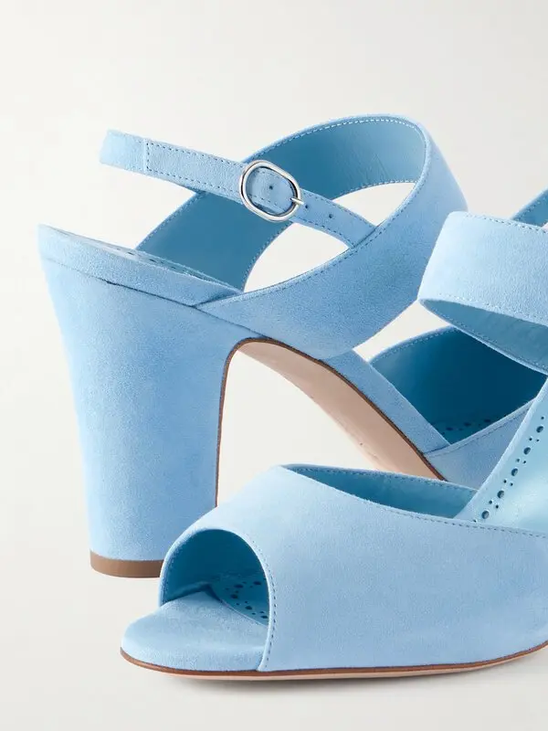 Manolo Blahnik Khiko 90 Suede Slingback Sandals