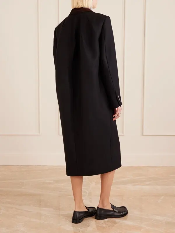 Marni Embroidered Calf Hair And Suede-trimmed Wool Coat