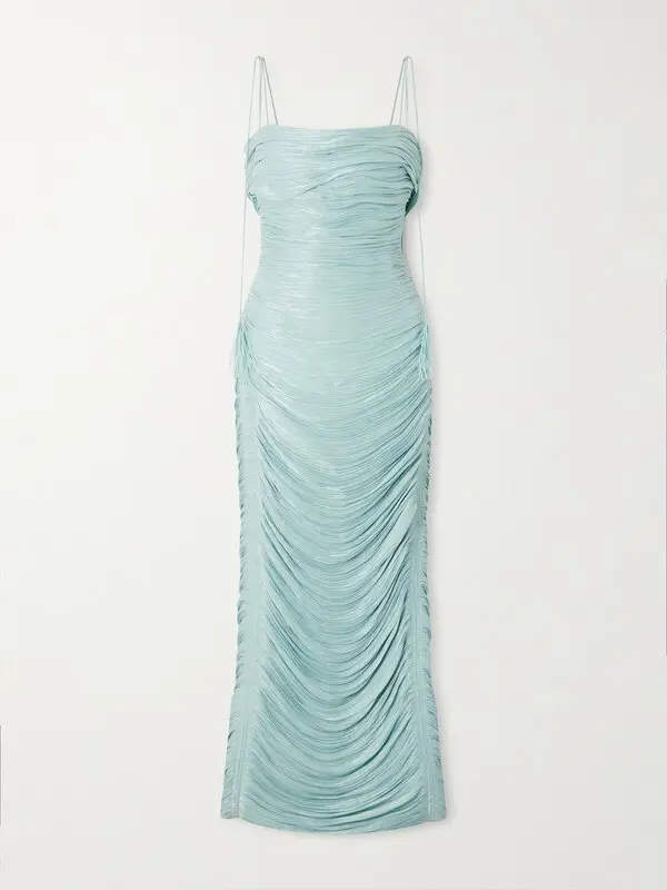 MARMAR HALIM Ruched Pleated Satin Gown