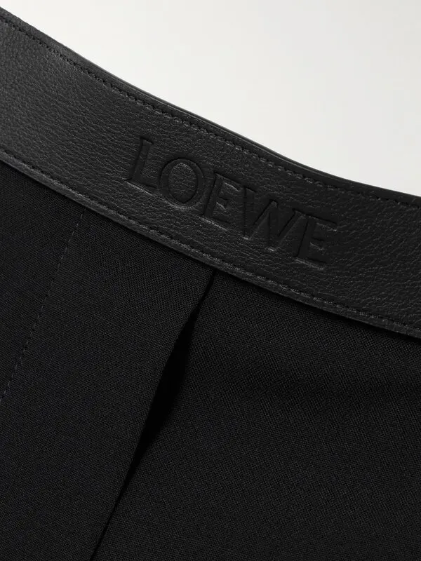 Loewe Leather-trimmed Pleated Trousers