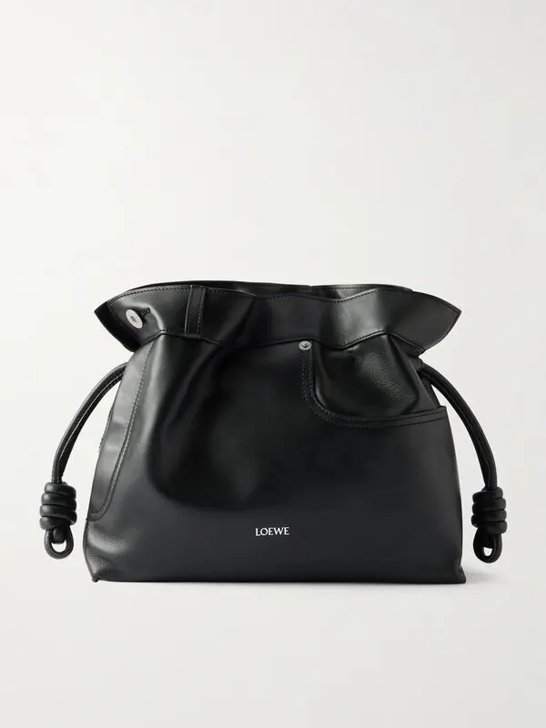 Loewe Flamenco Panta Medium Leather Clutch - Black