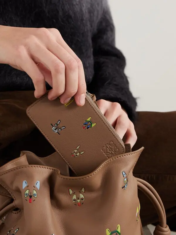 Loewe Louis Wain Cats Printed Leather Cardholder - Neutrals