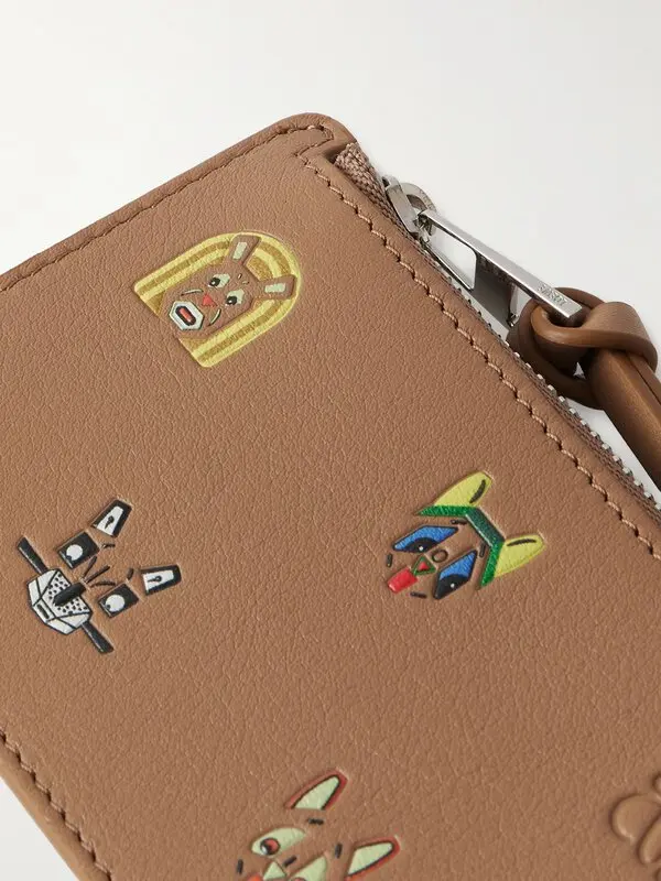 Loewe Louis Wain Cats Printed Leather Cardholder - Neutrals
