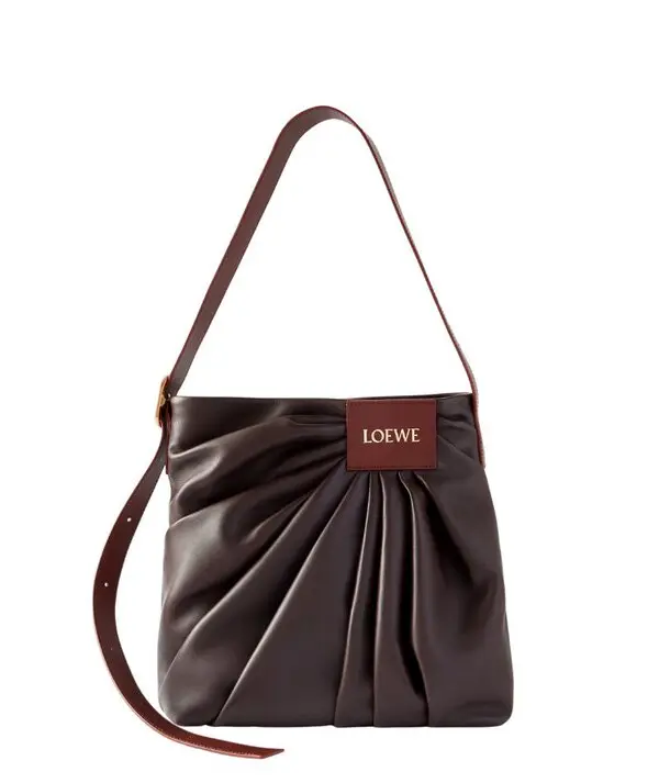Loewe Gathered Leather Tote - Brown
