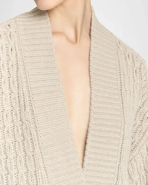 Malo Anna Cashmere Cable-knit Cardigan - Dune