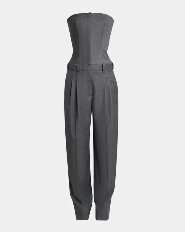 Givenchy Bustier Pleated Jumpsuit - Grey Mix