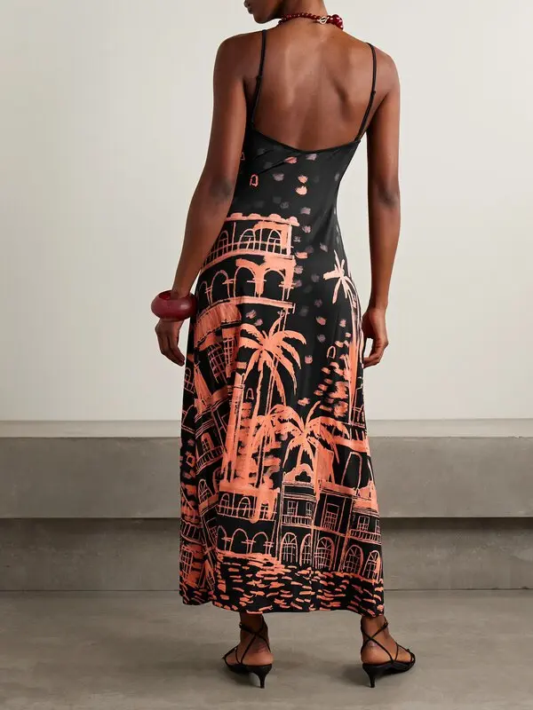 Johanna Ortiz Nuestra Tierra Ruched Printed Maxi Dress - Black