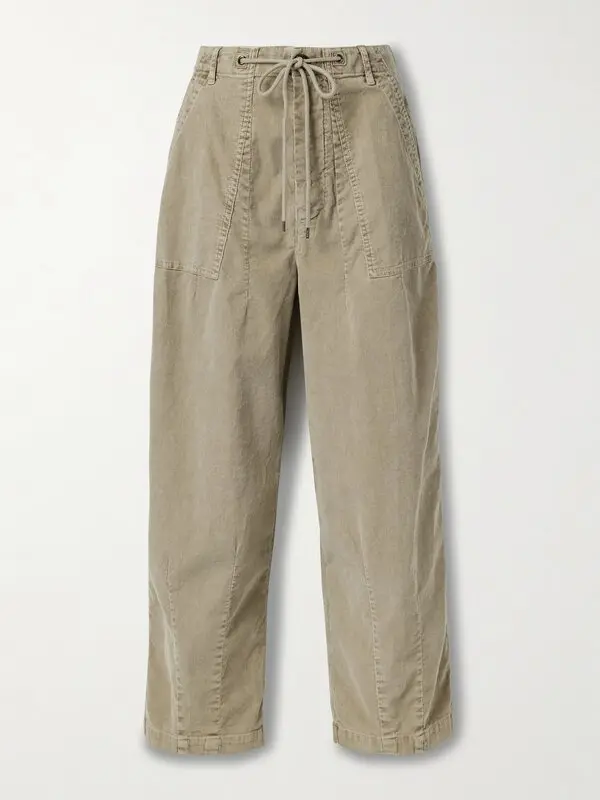 JAMES PERSE Cotton-blend Corduroy Barrel-leg Pants - Neutrals