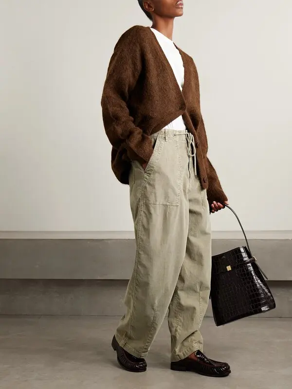 JAMES PERSE Cotton-blend Corduroy Barrel-leg Pants - Neutrals
