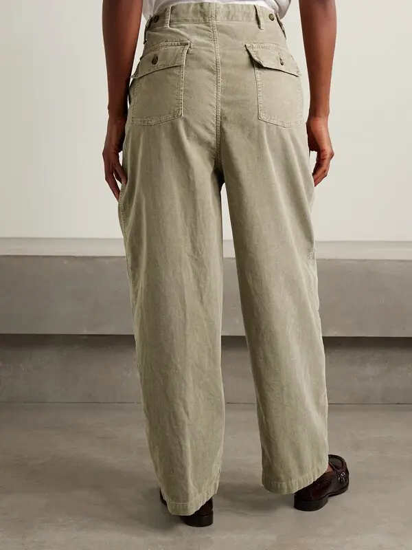 JAMES PERSE Cotton-blend Corduroy Barrel-leg Pants - Neutrals