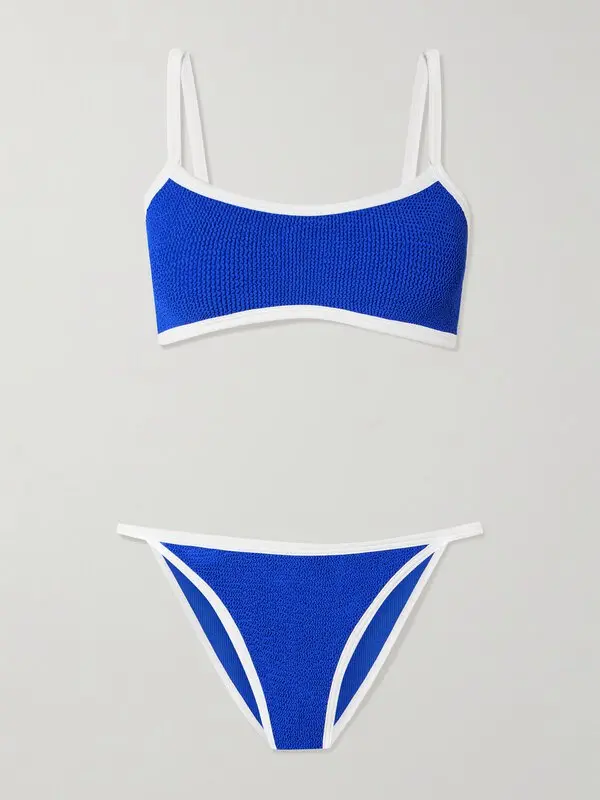 Hunza G Tyler Two-tone Seersucker Bikini - Blue