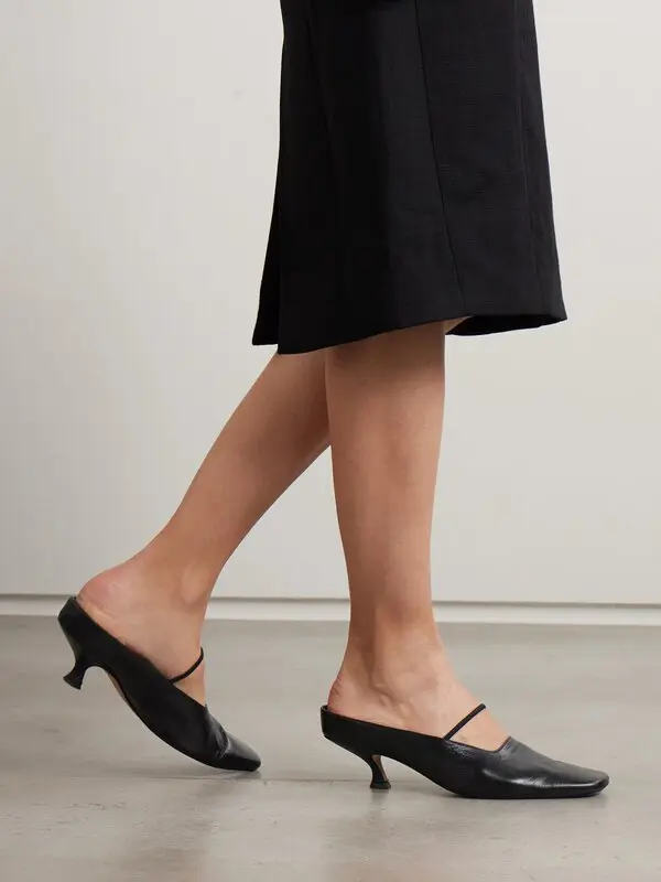 Calvin Klein Anna Convertible Leather Mules - Black