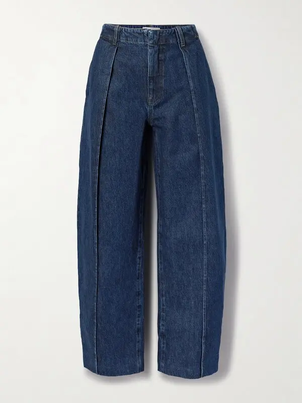 FRAME The Bowed Trouser Mid-rise Barrel-leg Jeans - Blue