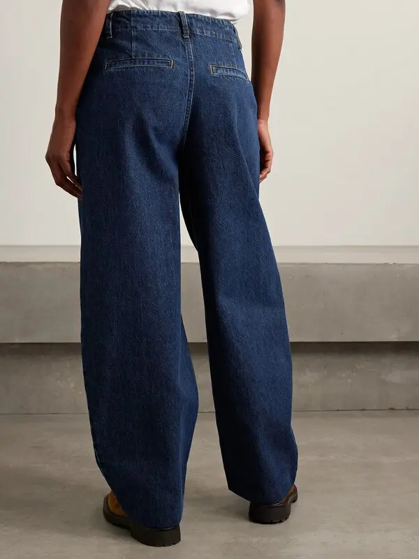 FRAME The Bowed Trouser Mid-rise Barrel-leg Jeans - Blue