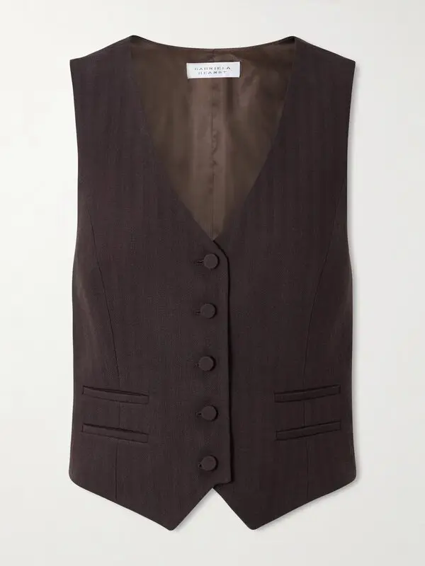 Gabriela Hearst Coleridge Herringbone Wool-blend Gilet - Brown