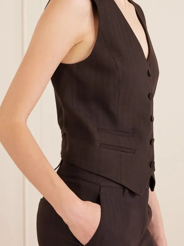 Gabriela Hearst Coleridge Herringbone Wool-blend Gilet - Brown