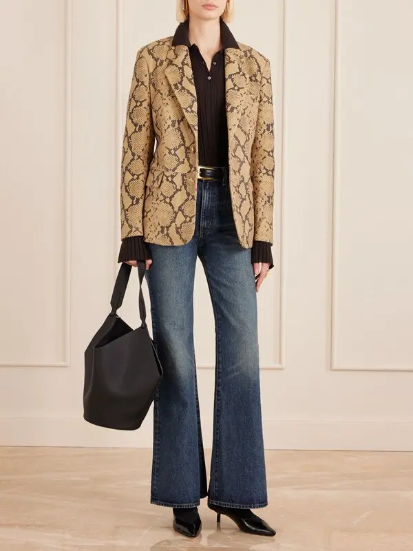 FRAME Snake-effect Leather Blazer