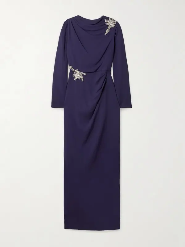 Erdem Draped Embellished Gown - Blue