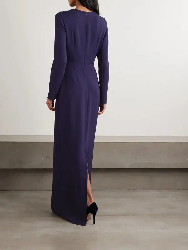 Erdem Draped Embellished Gown - Blue