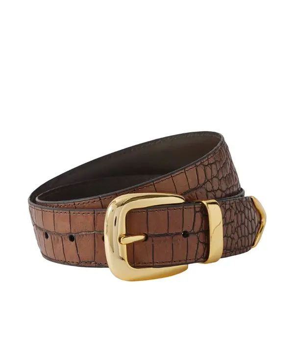 Anderson's Croc-effect Leather Belt - Brown