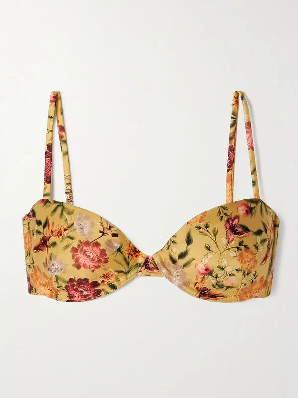 Agua Bendita Magdalena Paramo Floral-print Recycled Underwired Bikini Top - Yellow