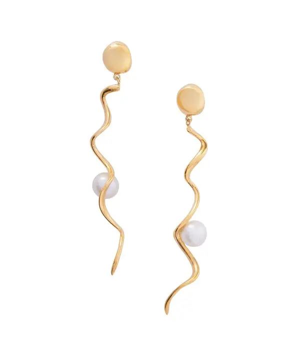 Agmes Teneille Recycled Vermeil Pearl Drop Earrings - Gold