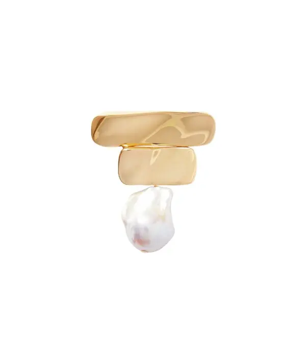 Agmes Ilona Recycled Vermeil Pearl Brooch - Gold