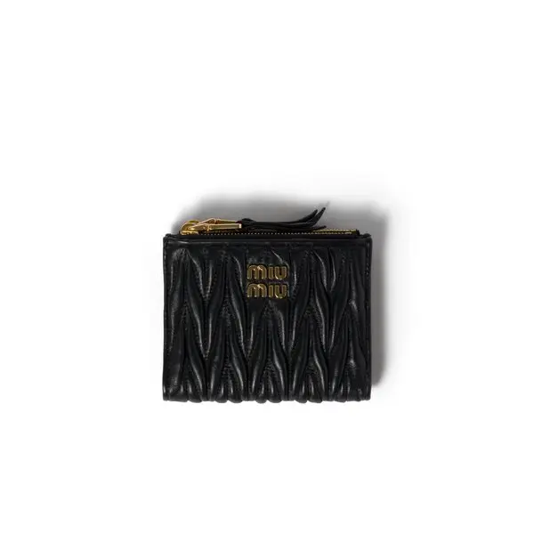 Miu Miu Matelassé Nappa Leather Small Wallet - Black