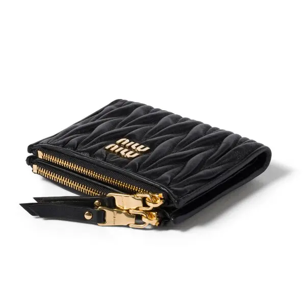 Miu Miu Matelassé Nappa Leather Small Wallet - Black