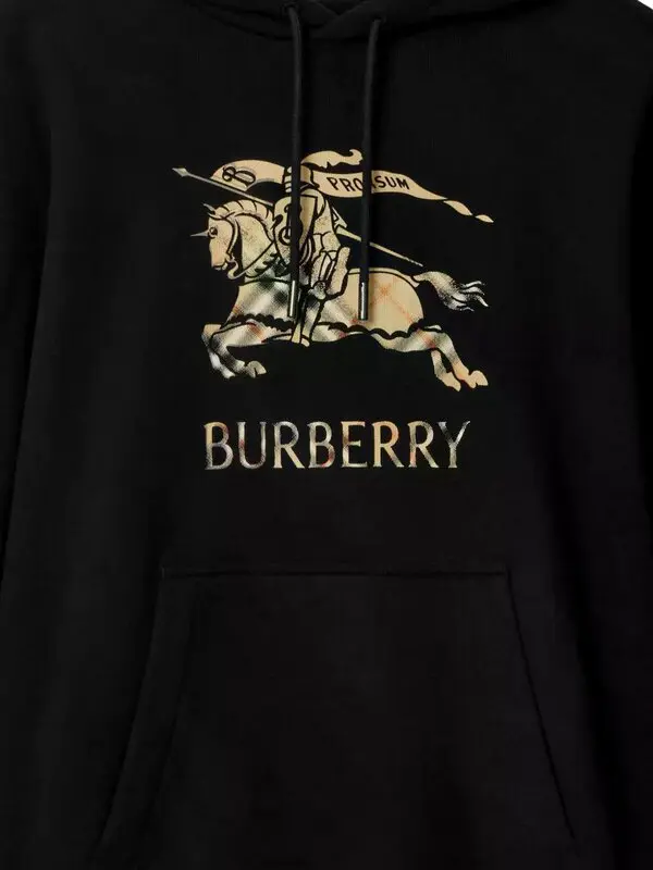 Burberry Equestrian Knight Shaded Check Hoodie - Black