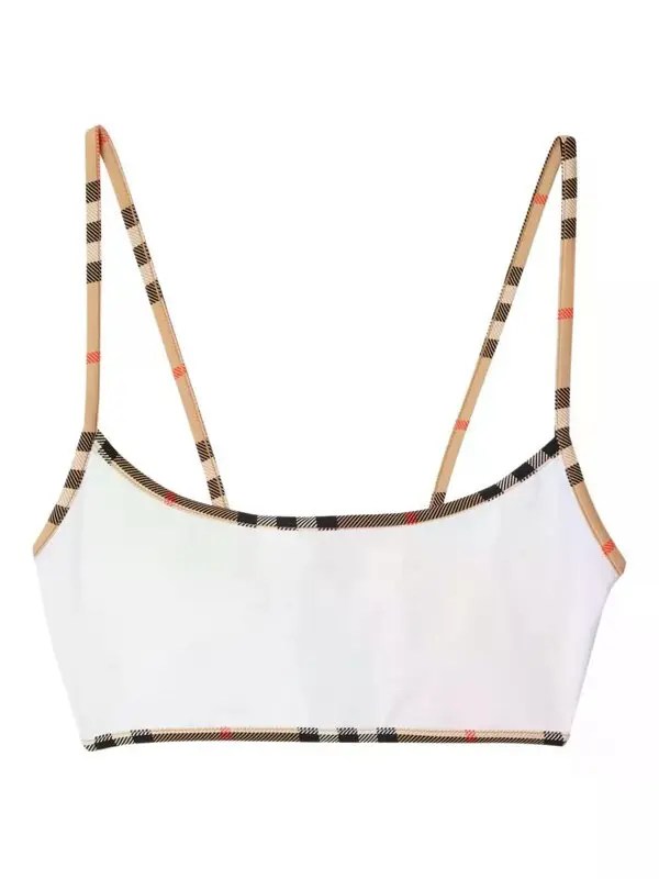 Burberry Checked-trim Bikini Top - White