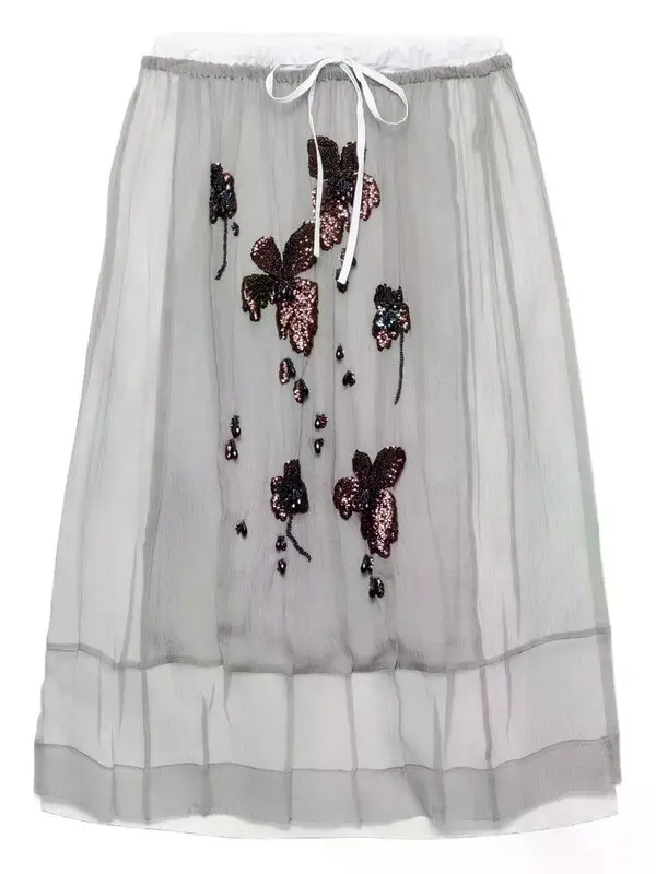 Prada Floral Embroidered Midi Skirt