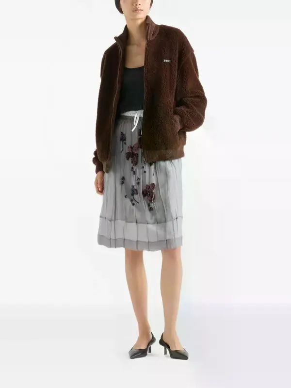 Prada Floral Embroidered Midi Skirt