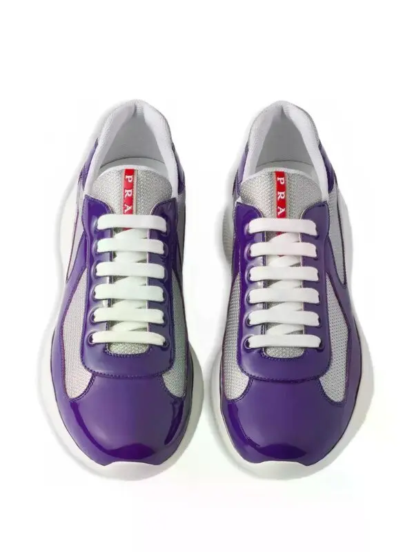 Prada America's Cup Sneakers In Patent Leather And Technical Fabric - Purple