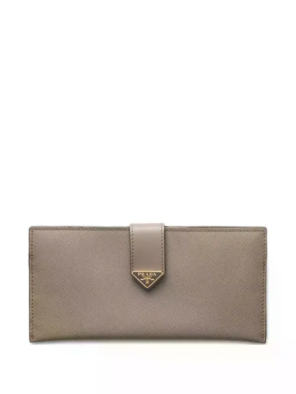 Prada Large Triangle-logo Leather Wallet - Grey