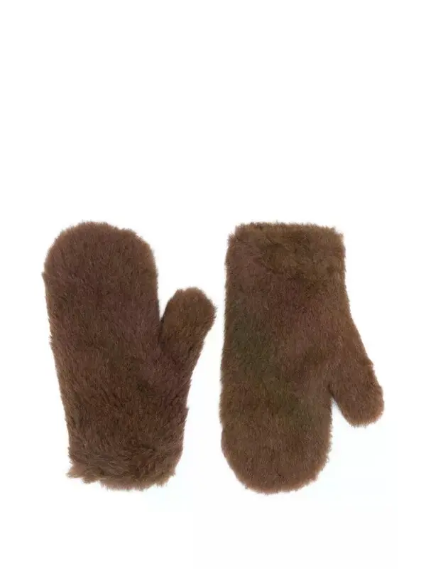 Max Mara Teddy-textured Mittens - Brown