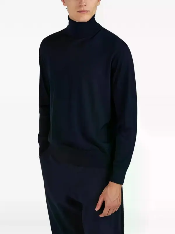 Paul & Shark Stretch Turtleneck Sweater With Shark Embroidery