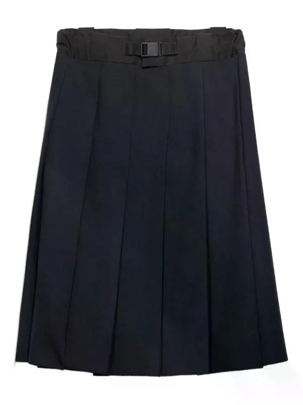 Prada Pleated Buckle-belt Midi Skirt - Blue